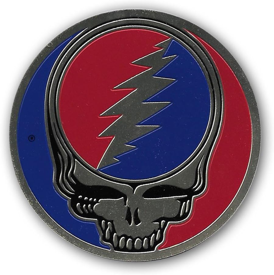 Grateful Dead 1.125 Inch Small Brass Steal Your Face SYF Metal Sticker ...