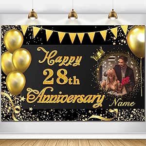 Amazon.com: Custom Happy 28th Anniversary Decorations Supplies,28th ...