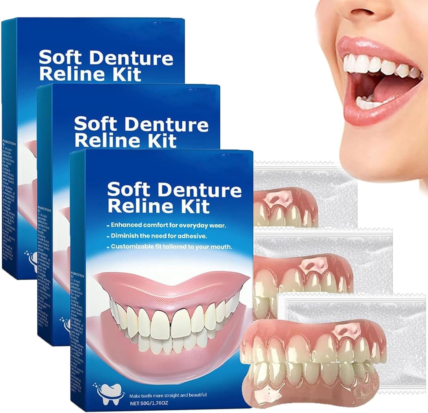 Silicone Reline Kit for Dentures, PerfectFit Denture Silicone Reline ...