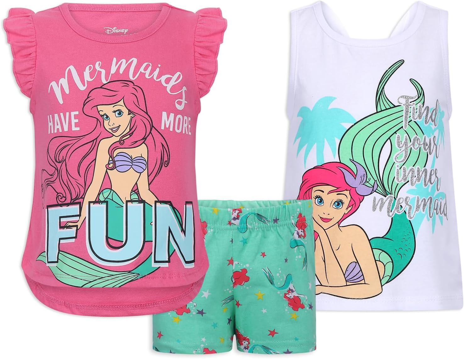 Amazon.com: Disney Minnie, Frozen, and Princess Girls 3 Piece Shirts ...
