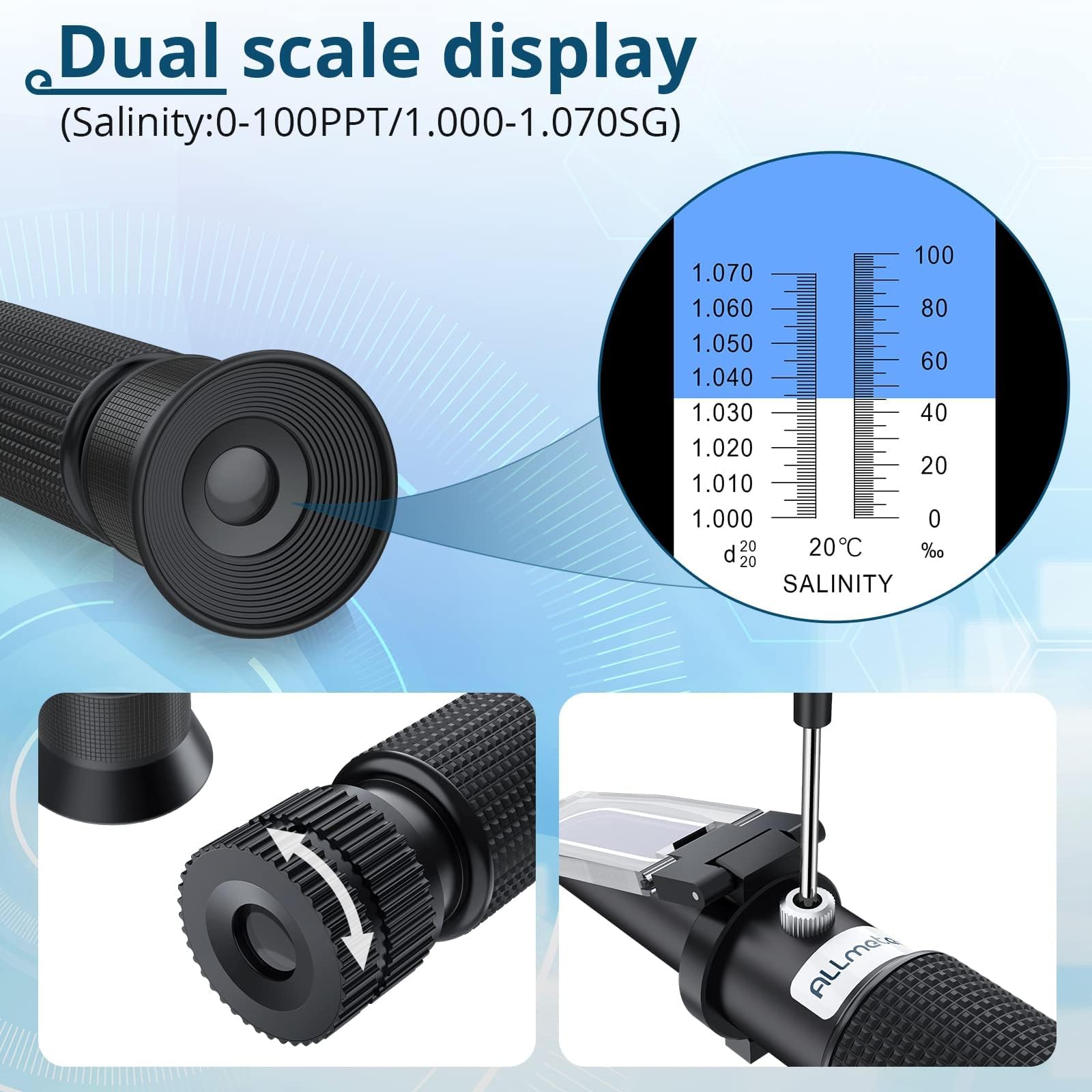 Snapklik.com : ALLmeter Salinity Refractometer Saltwater Aquariums Dual ...