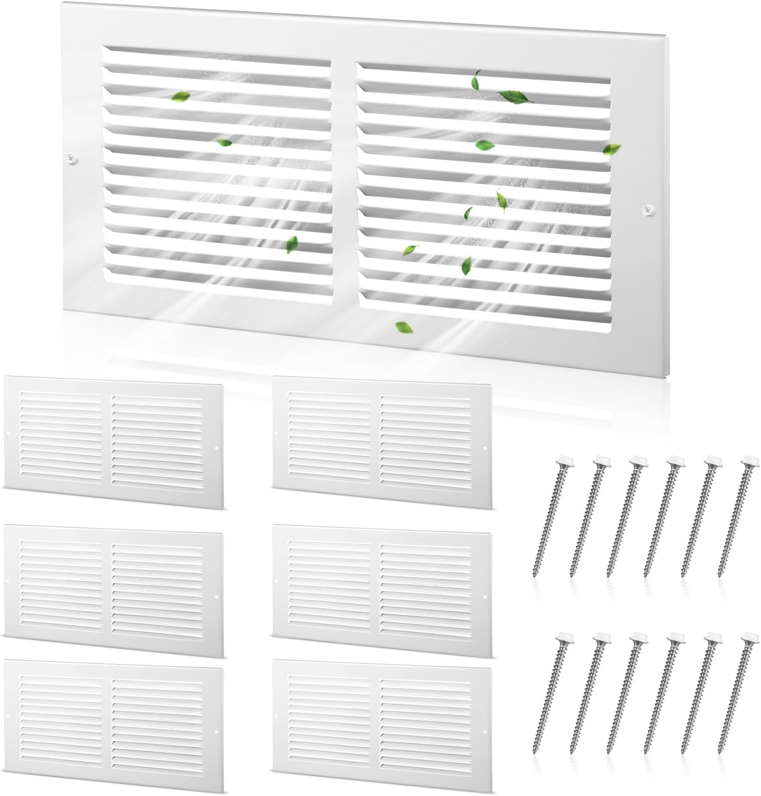 Pelopy 6 Pcs 14 x 6 Steel Return Air Grilles Vent Covers White HVAC ...