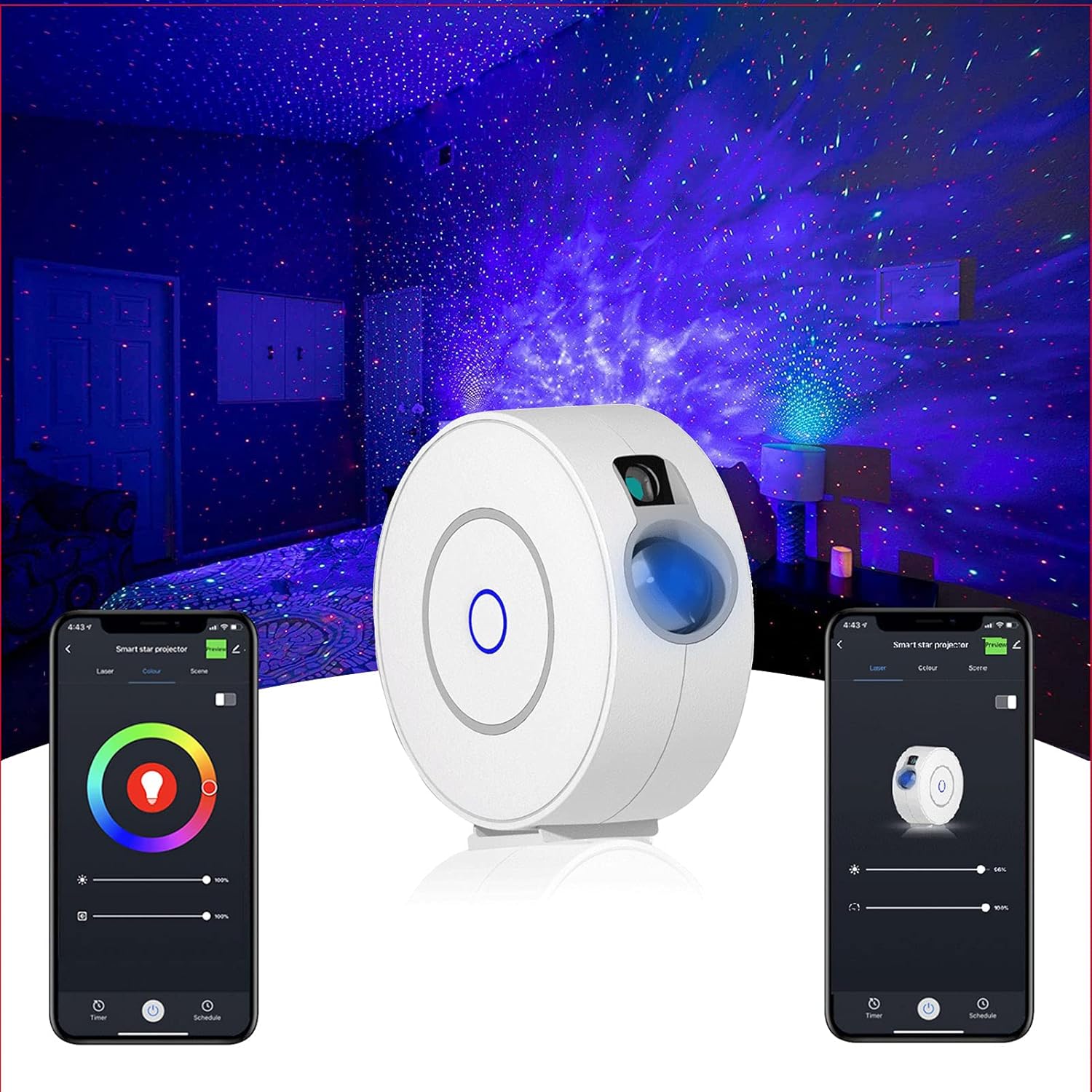 PINKK Galaxy Star Projector Laser Star Projector with LED Nebula Galaxy ...