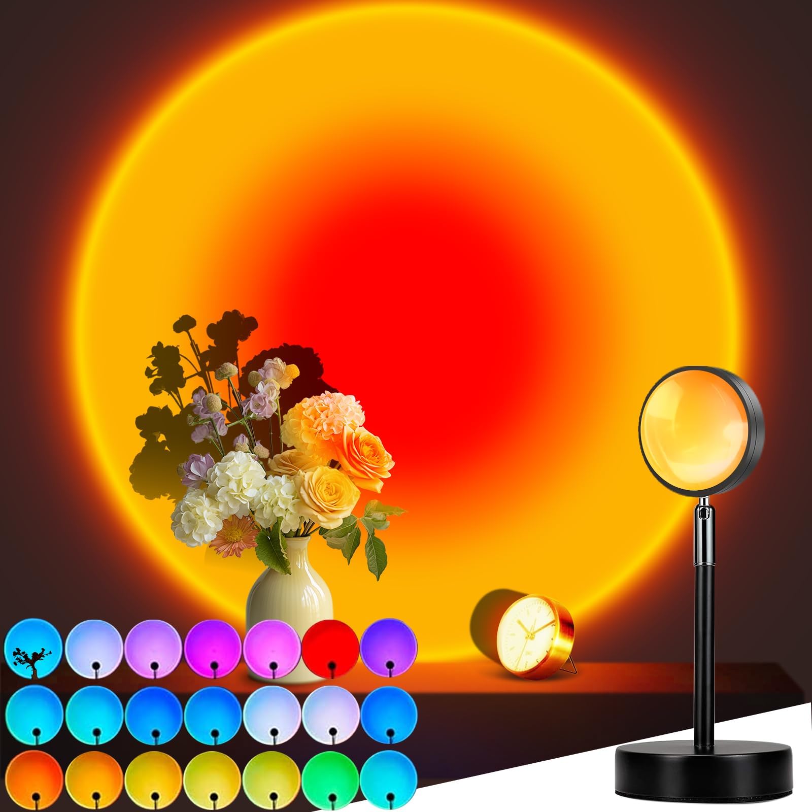 Sunset Lamp, Atmosphere Light,16 Colors Sunset Projection Lamp with ...