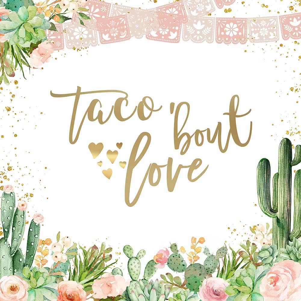 Amazon.com : Avezano Taco Bout Love Backdrop Pink Gold Cactus Flowers ...