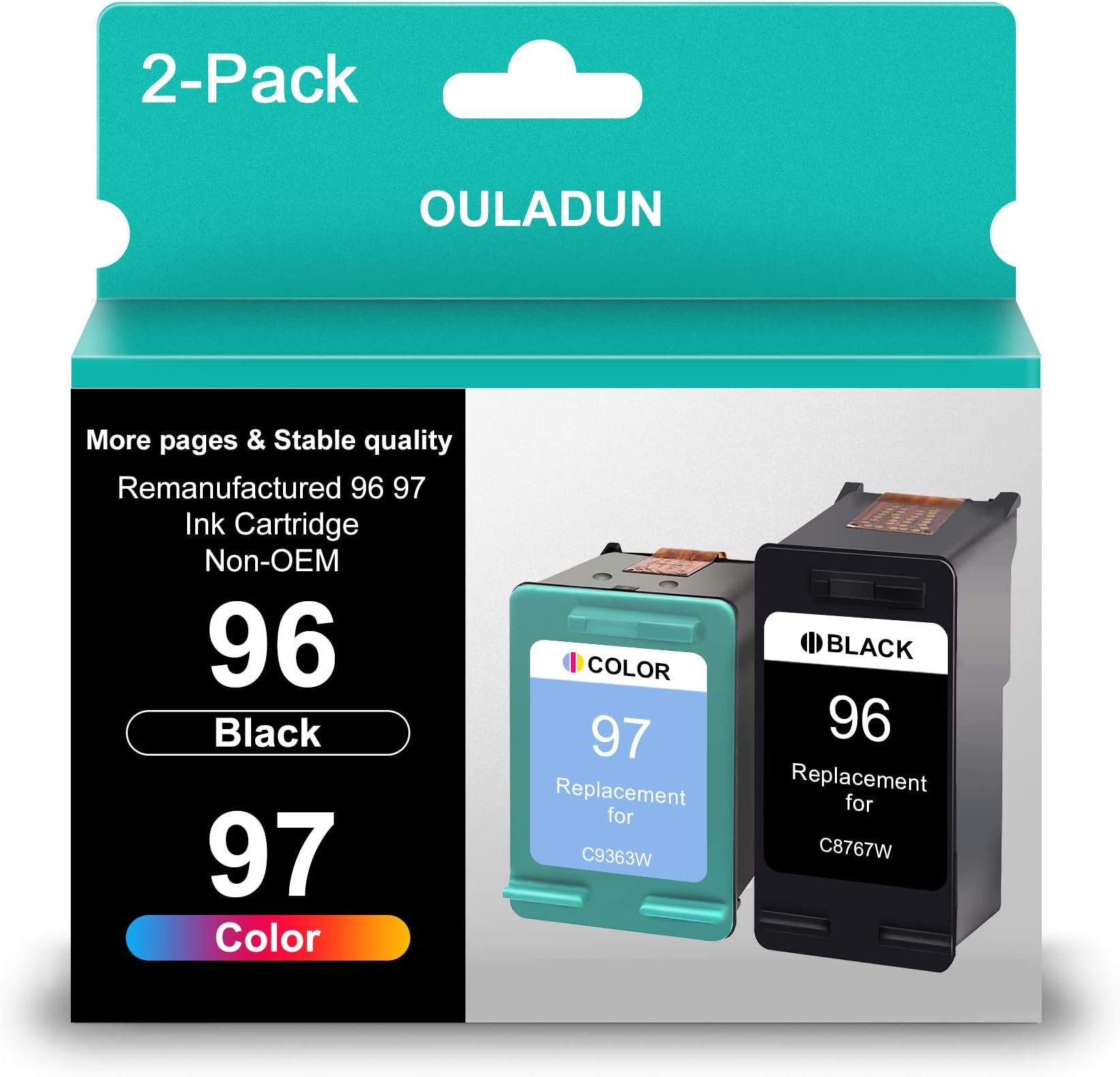 Amazon.com: OULADUN 96 97 Ink Cartridges Black/Color Combo Pack ...