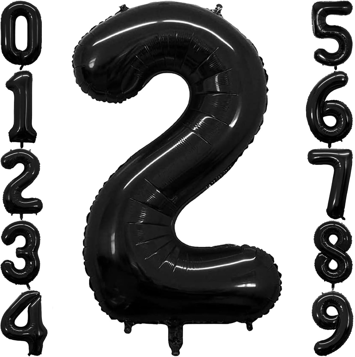 Amazon.com: 2 Number Balloon Black 40 inch Big Foil Mylar 2nd Balloons ...