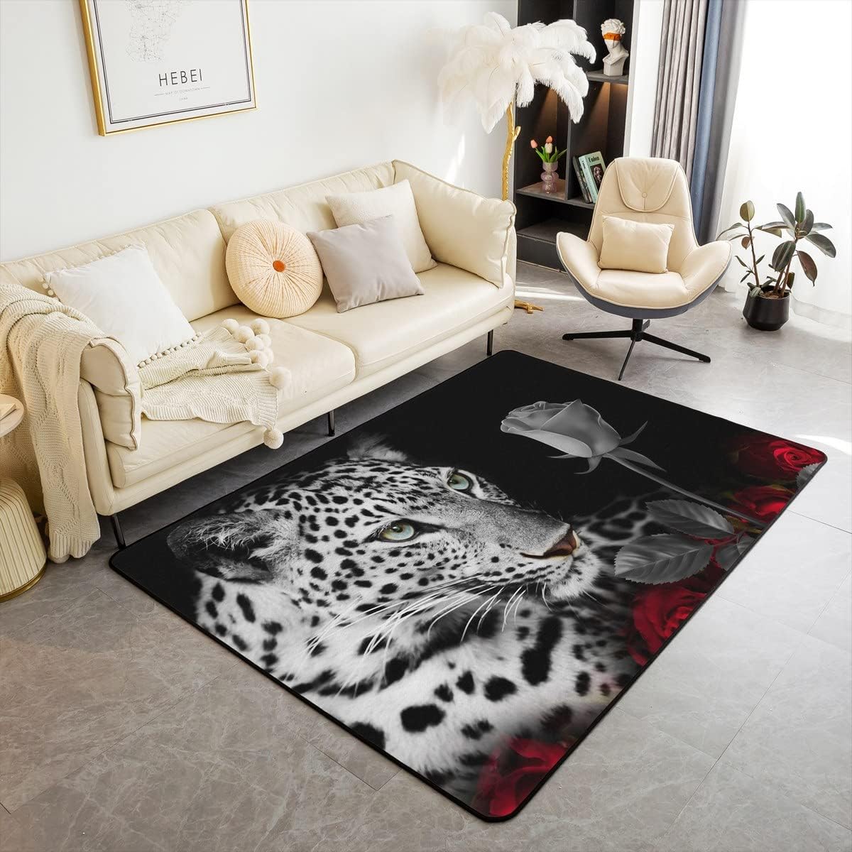 Amazon.com: Leopard Area Rug 5x7 Red Rose Carpet African Safari Animals ...