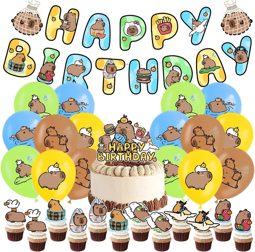 30pcs Capybara Birthday Party Supplies Capybara Birthday Party ...