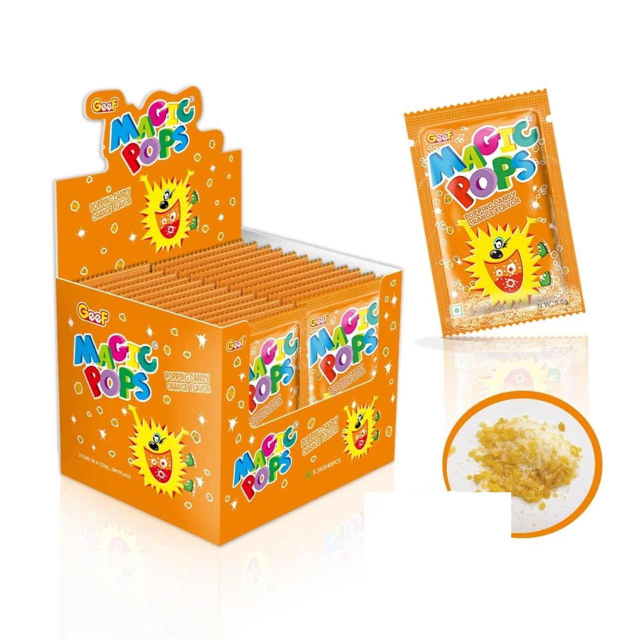 Magic Pops Popping Unique Candy Box 200gm (Orange Flavor) : Amazon.in ...