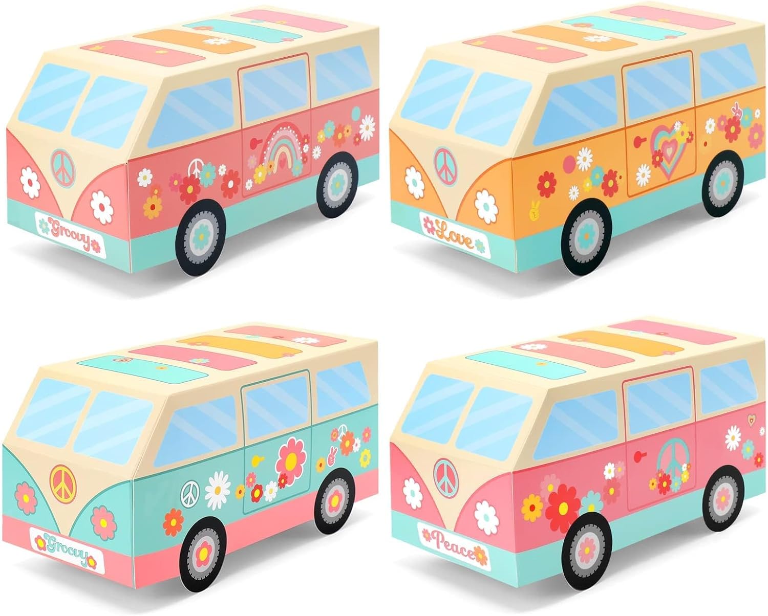 Amazon.com: Sinasasspel Hippie Party Favor Boxes Two Groovy Birthday ...