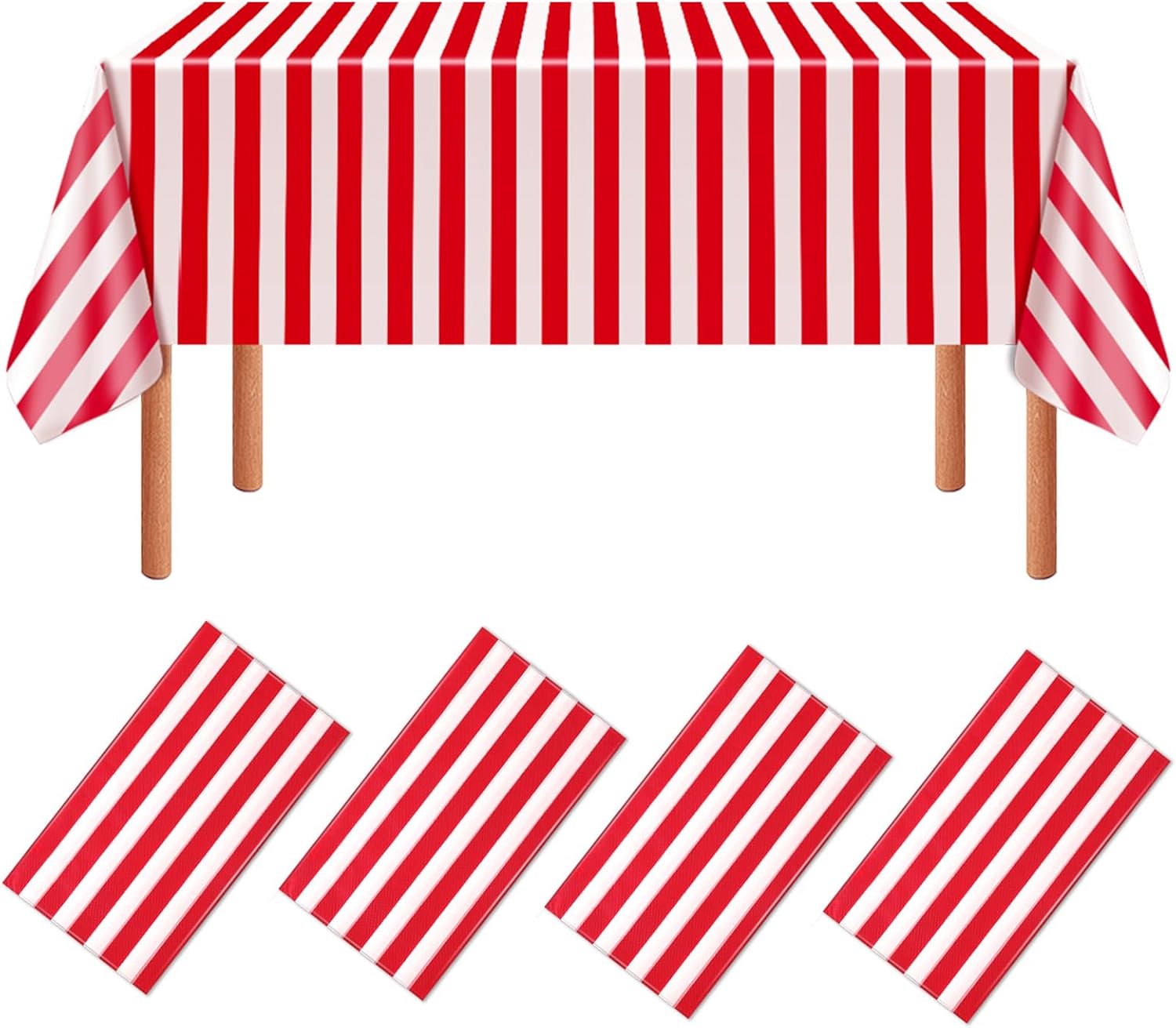 Amazon.com: NOVWANG Carnival Tablecloth, 4 Pack Red and White Stripe ...