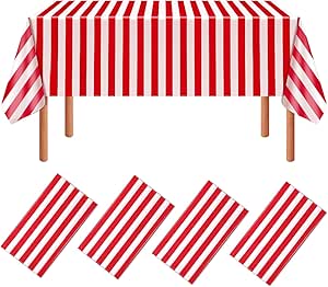 Amazon.com: NOVWANG Carnival Tablecloth, 4 Pack Red and White Stripe ...