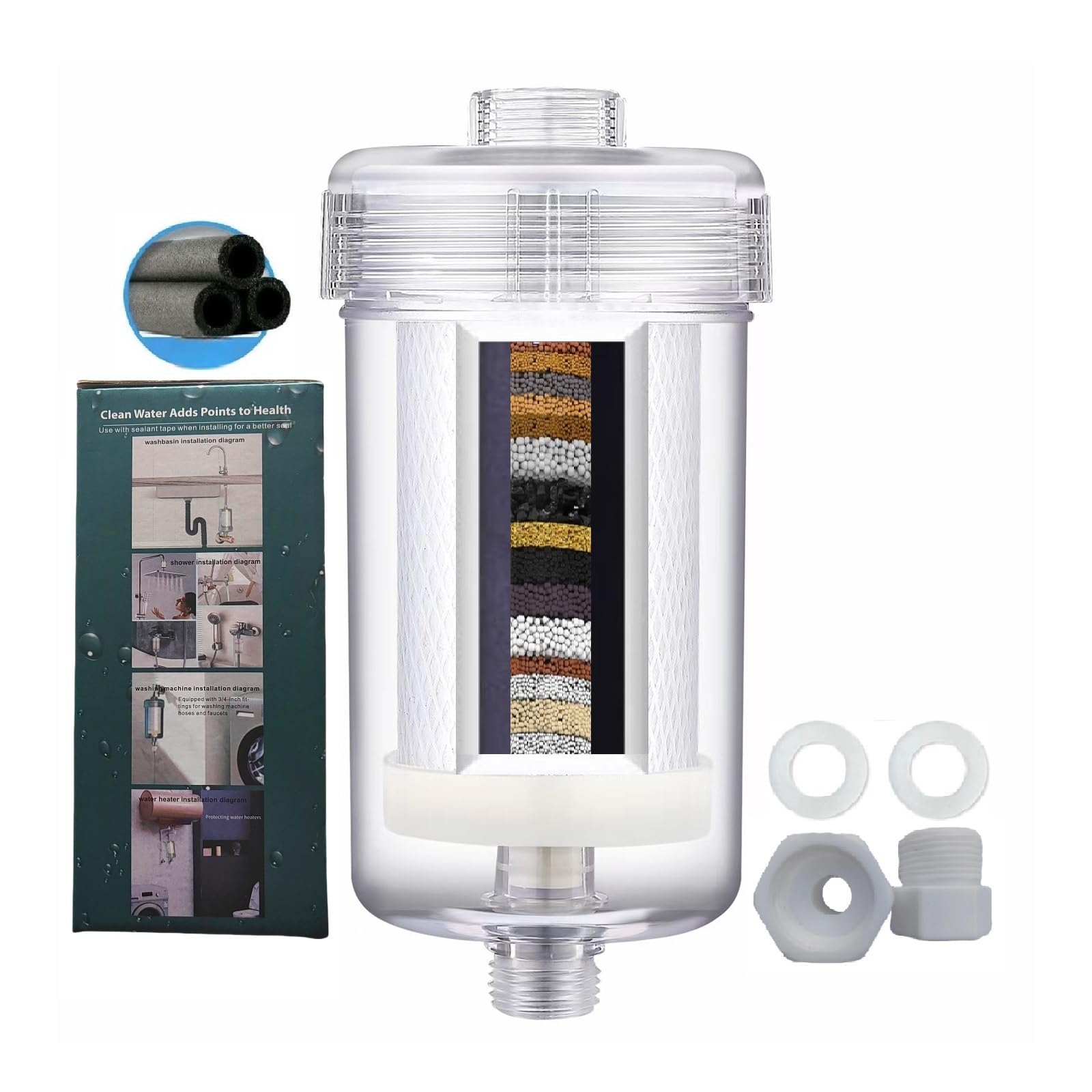 Buy 2 Micron Carbon Shower Filter, Visible Washer Water Filter, Washing ...