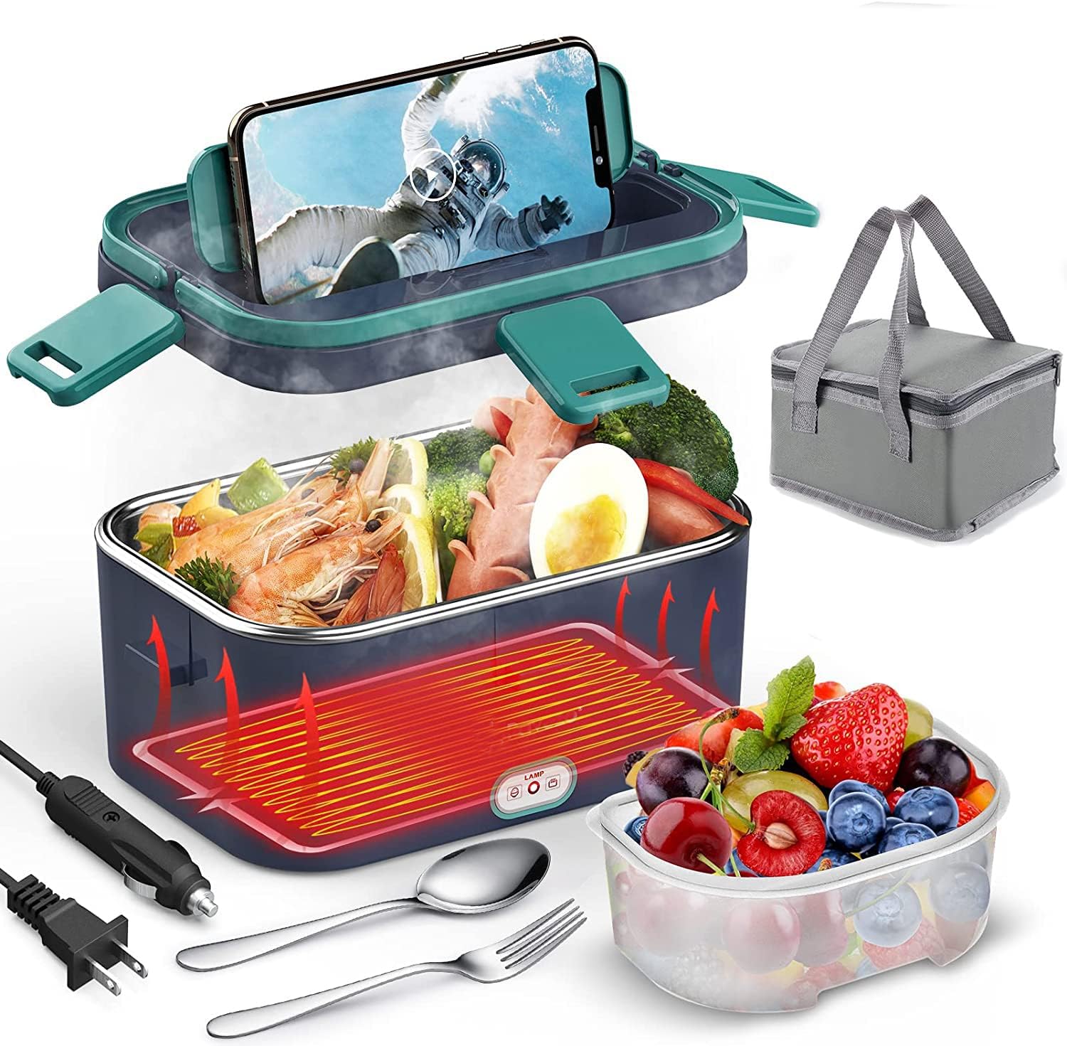 Amazon.com: VANEME Electric Lunch Box 60W Food Heated,3 in 1 Portable ...
