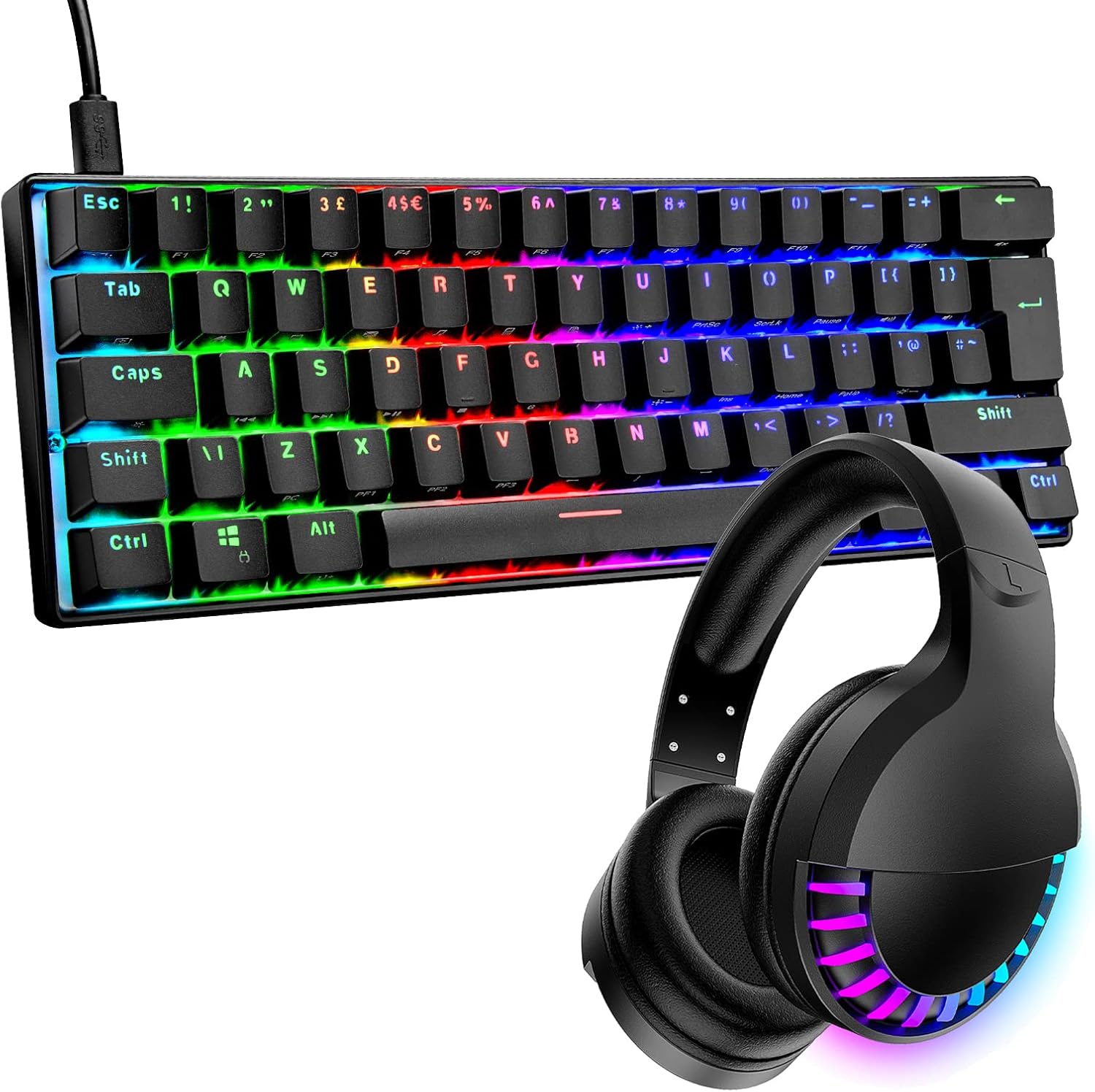 Amazon.com: Wired RGB Mechanical Blue Switch Gaming Keyboard and ...