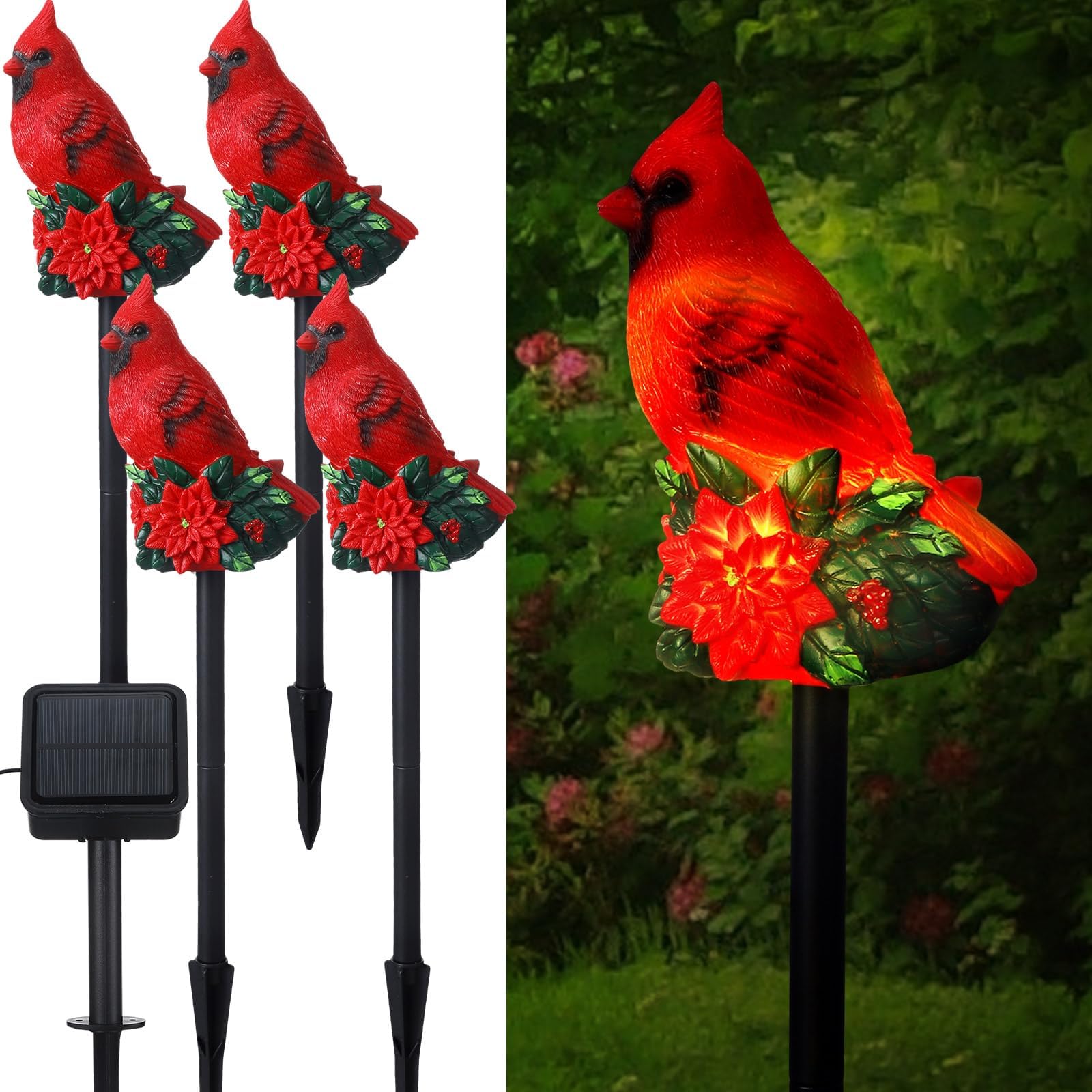 Amazon.com: Cardinal Decor Garden Stake,Solar Metal Red Cardinal ...