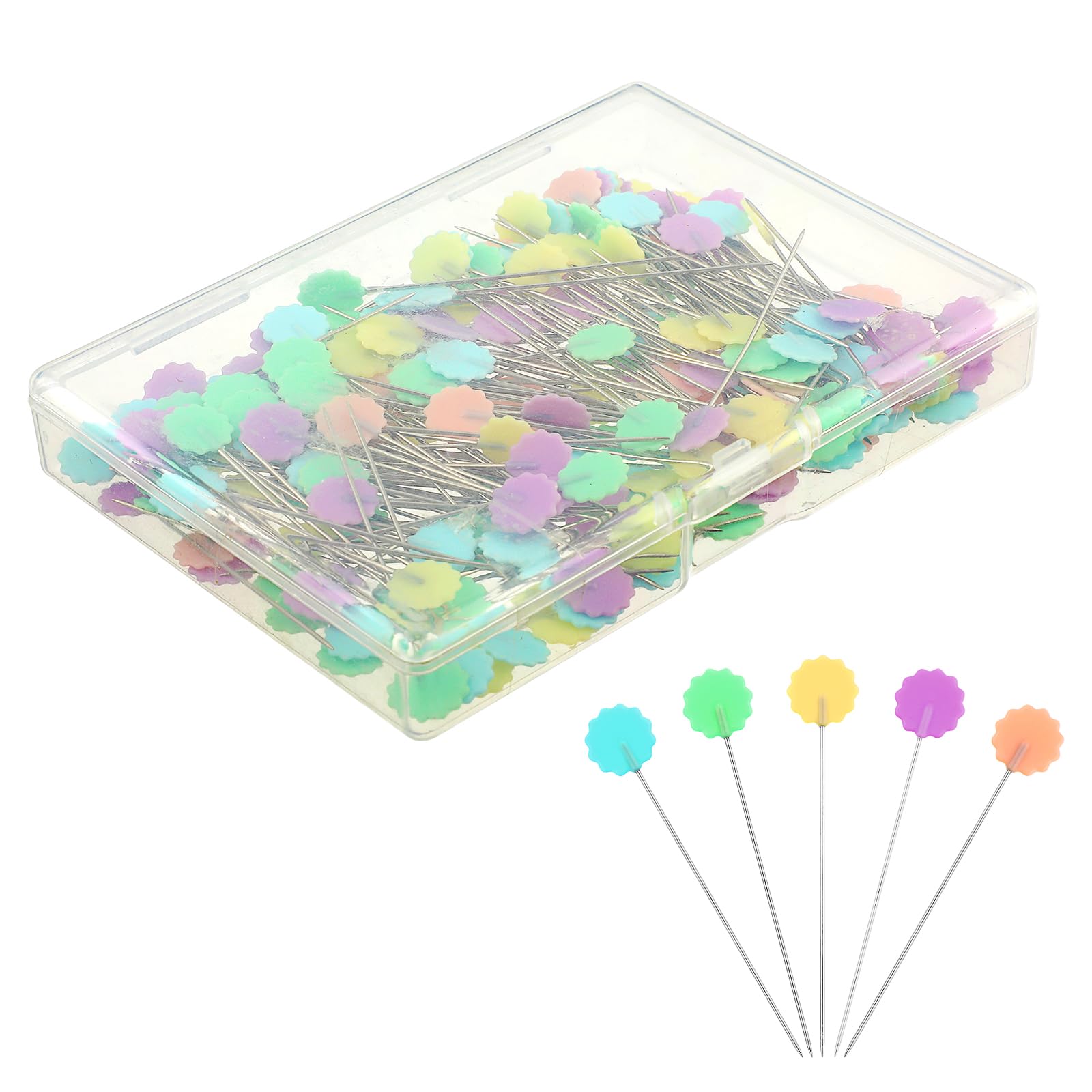 Amazon.com: 200 PCS Sewing Pins Flat Head Straight Pins with Coloured ...