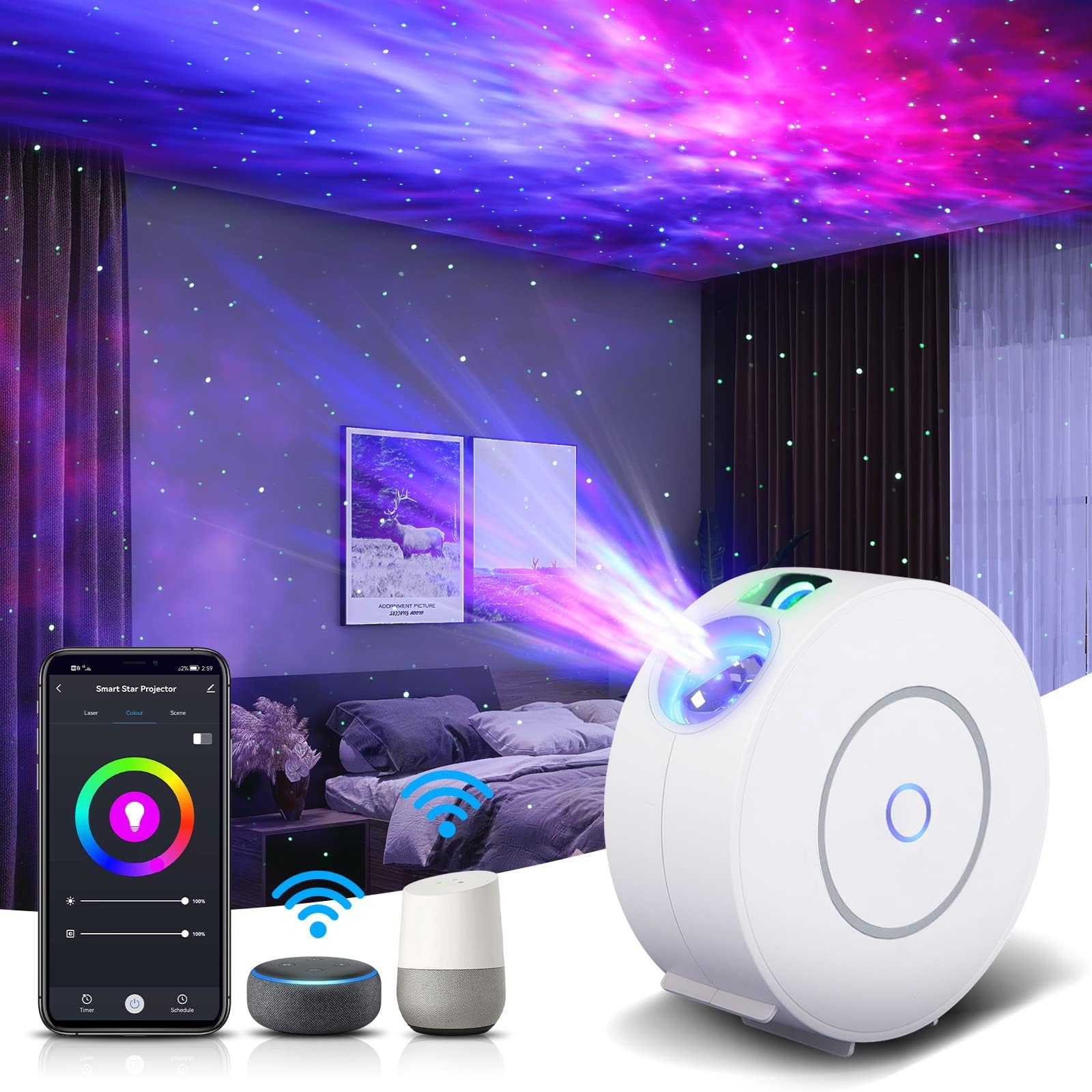 Amazon.com: Star Light Galaxy Projector for Bedroom | Alexa, Google ...