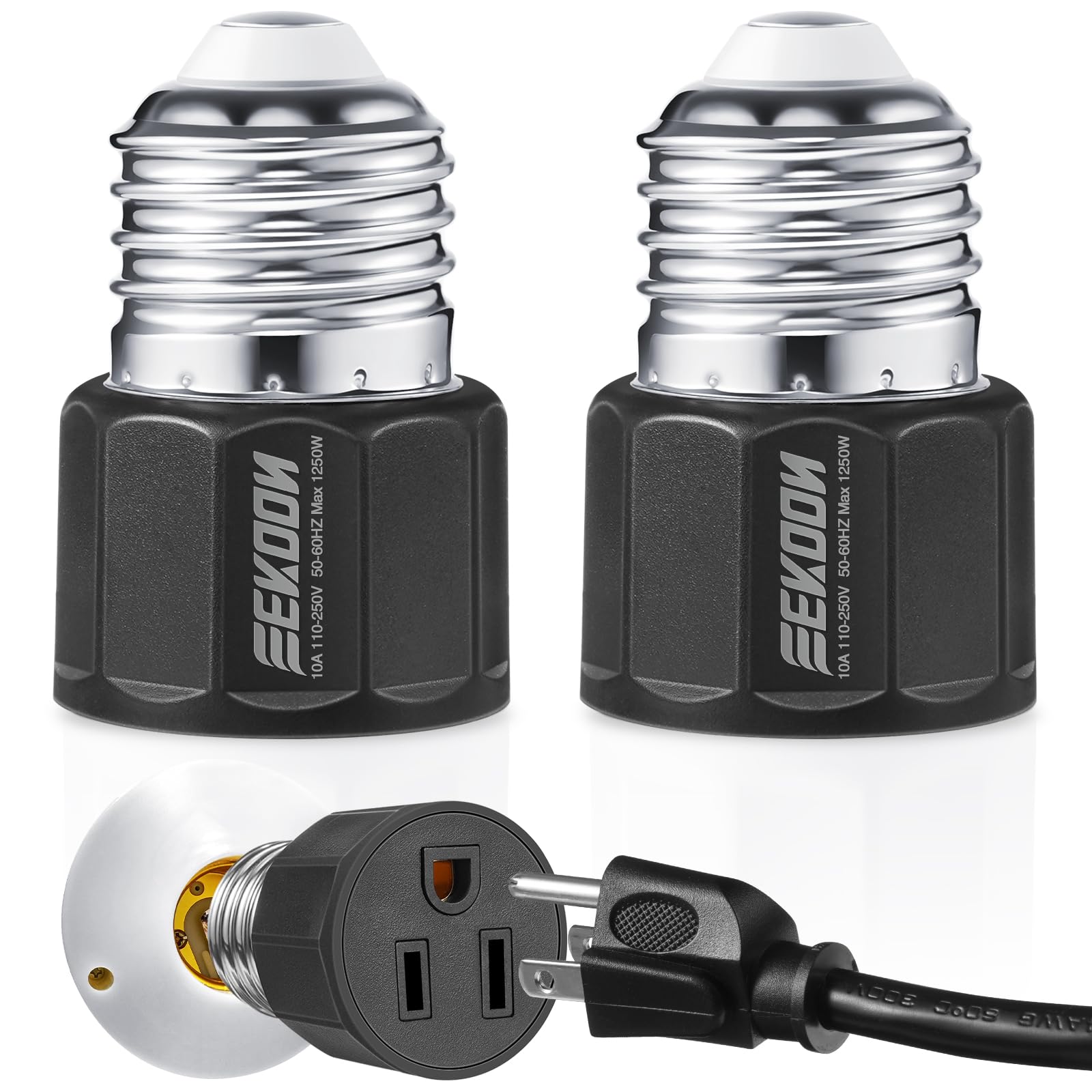 Snapklik.com : Feekoon 2 Pack E26/ E27 3 Prong Light Bulb Socket ...