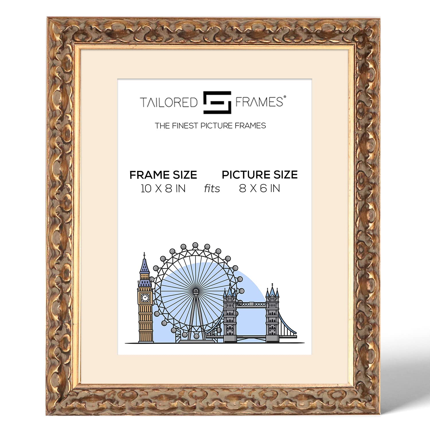Tailored Frames Vienna Gold 10" x 8" Frame for 8" x 6" Picture | Rustic ...