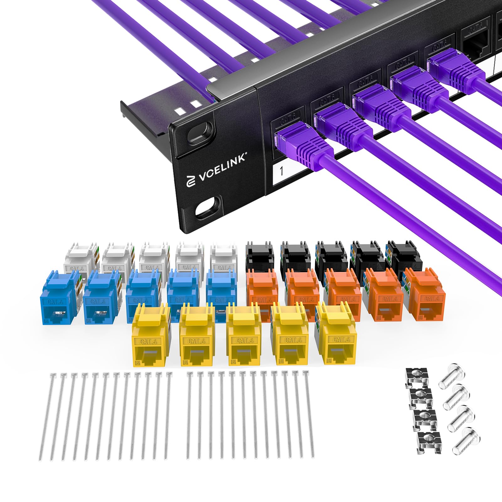 Snapklik.com : VCELINK 24 Port Keystone Patch Panel 1U 19-Inch