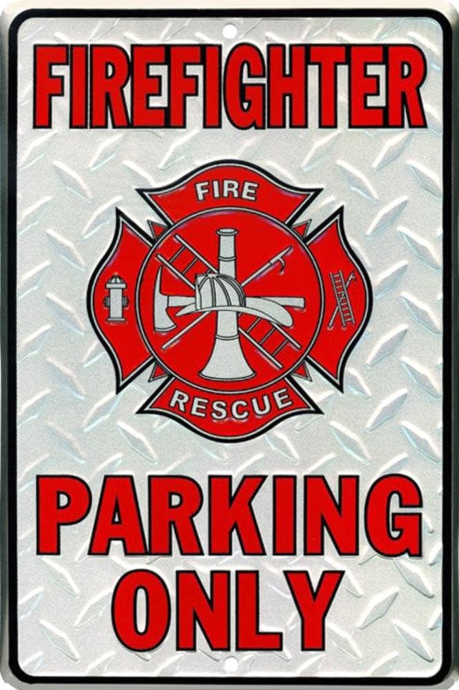 Amazon.com: Firefighter Parking Tin Sign 8 x 12in : Home & Kitchen
