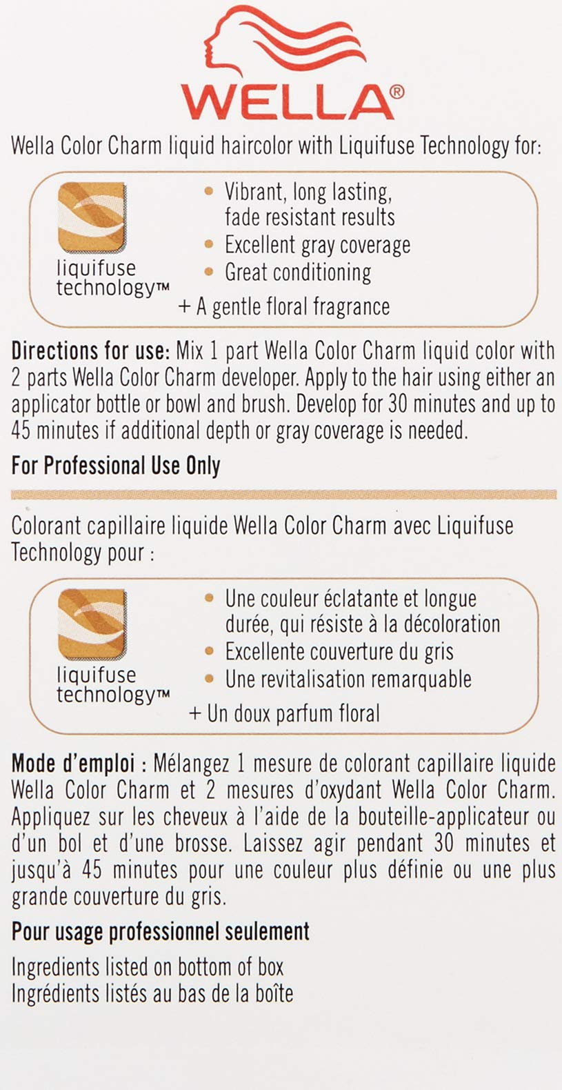 Wella Color Charm Permanent Liquid Hair Color for Gray Coverage Liquid ...