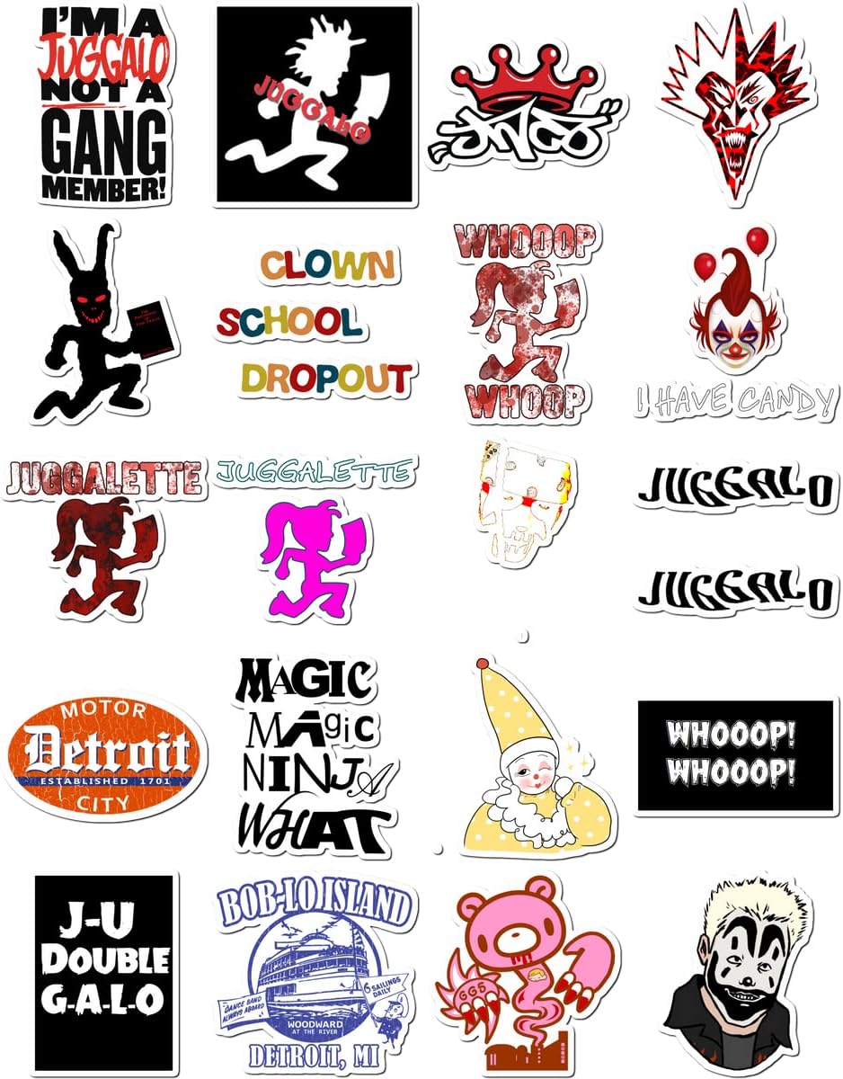 Amazon.com: 20 Pcs Stickers Pack Juggalo Aesthetic Vinyl Colorful ...