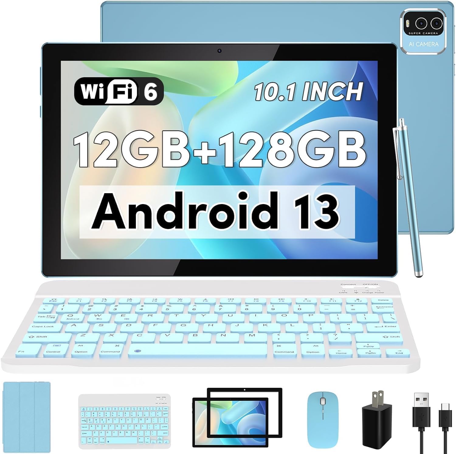 Tablet 2 en 1 6GB+128GB Android 11 Tabletas, 10.1 pulgadas Tablet con ...