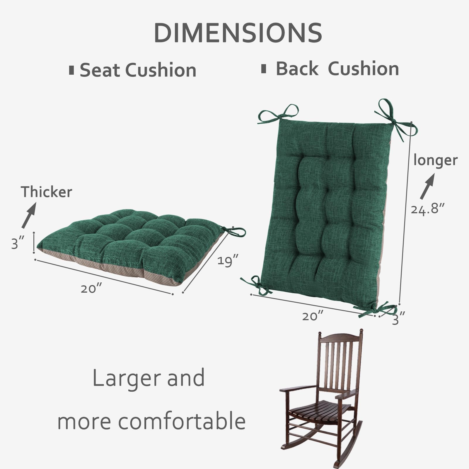 Snapklik.com : ELFJOY Extra Large Rocking Chair Cushion Non-Slip Linen ...