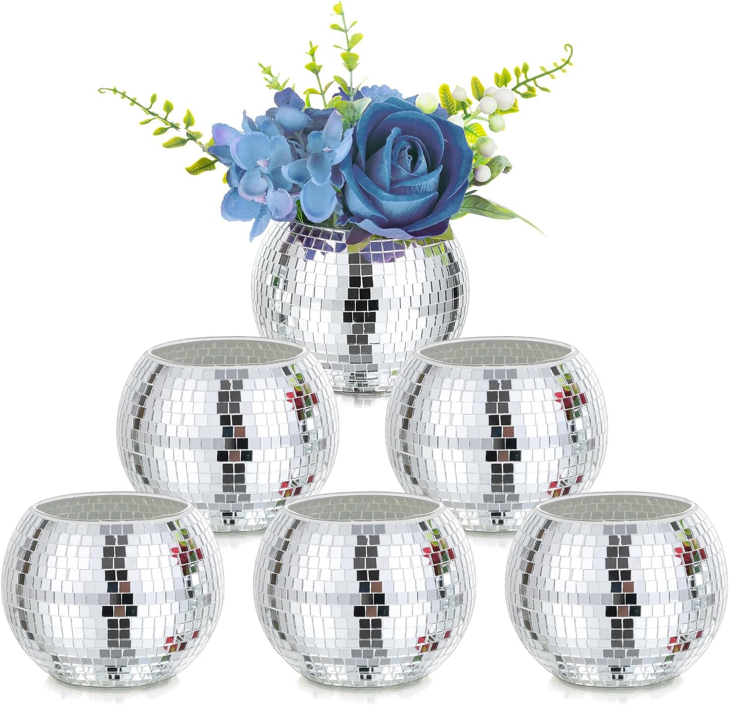 Glasseam 6 Pcs Disco Ball Vase: Disco Ball Planter for Centerpieces ...