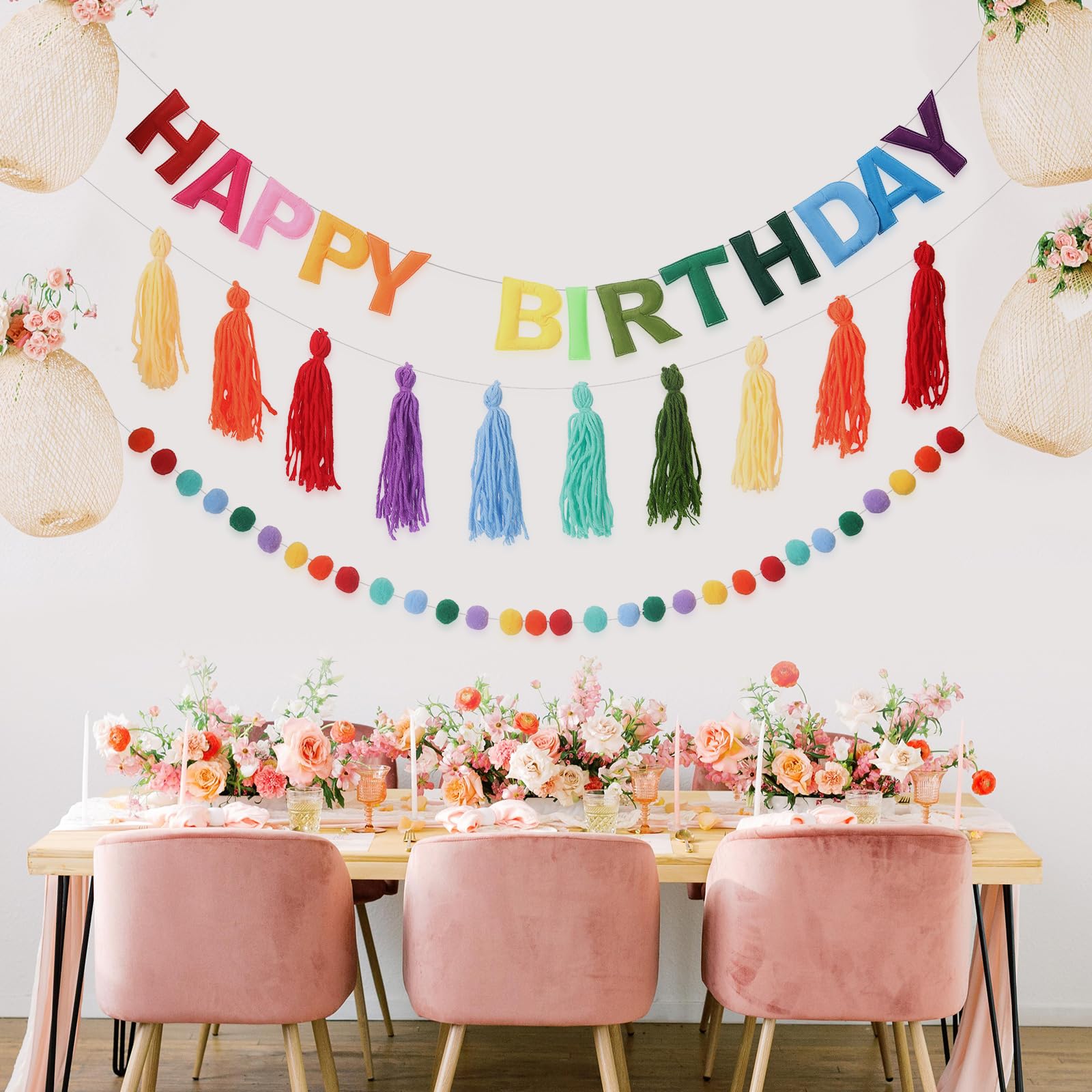 Snapklik.com : Pre-Strung Happy Birthday Banner Rainbow Rainbow ...