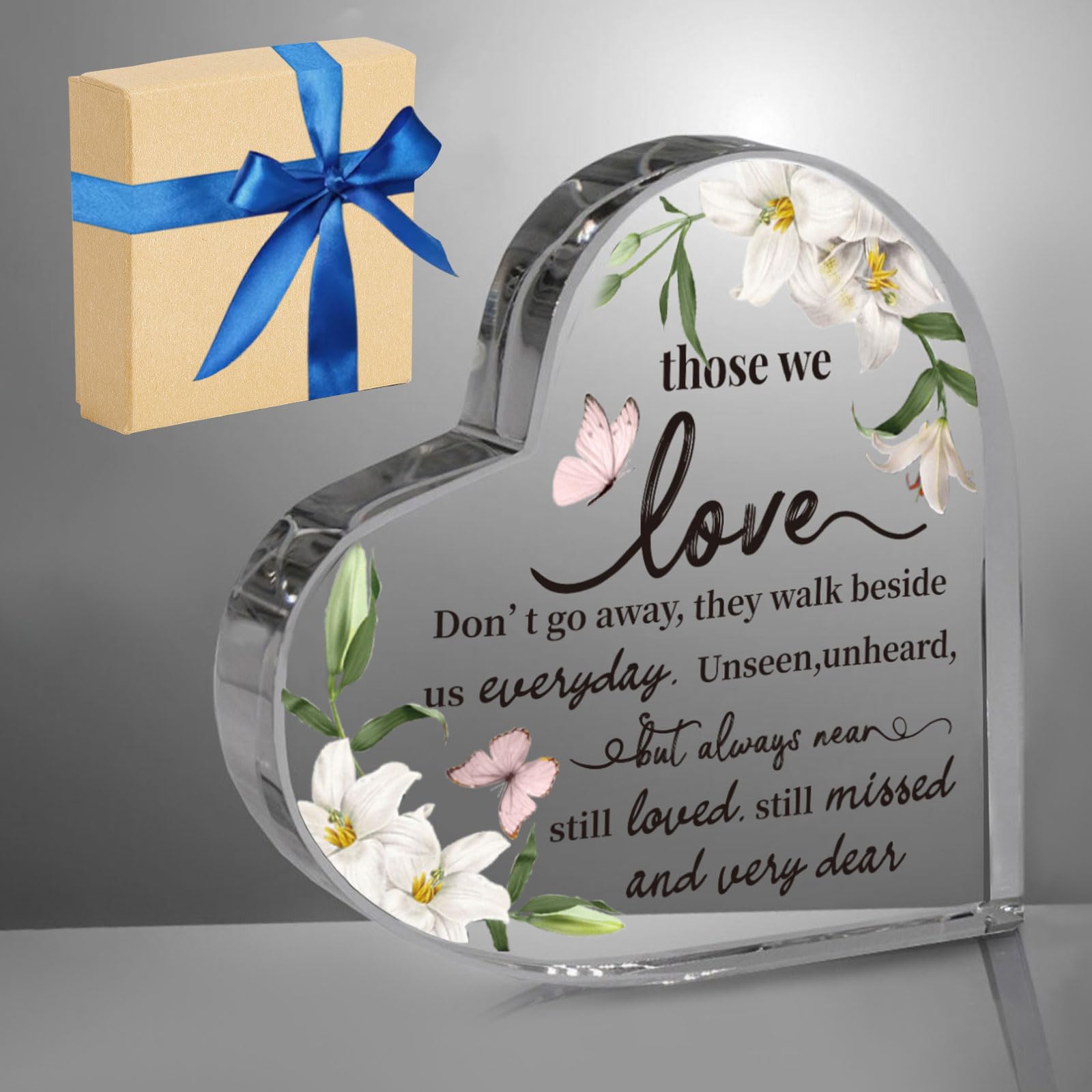 ORIGACH 10x10cm Lily and Butterfly Heart Memorial Bereavement Gifts ...