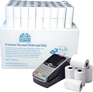 20 Rolls of 57x40 mm Thermal Paper Till Rolls, Cash Register Receipt ...