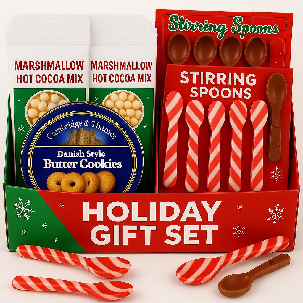 Amazon.com: Holiday Hot Cocoa Gift Set with Danish Butter Cookies, 12 ...