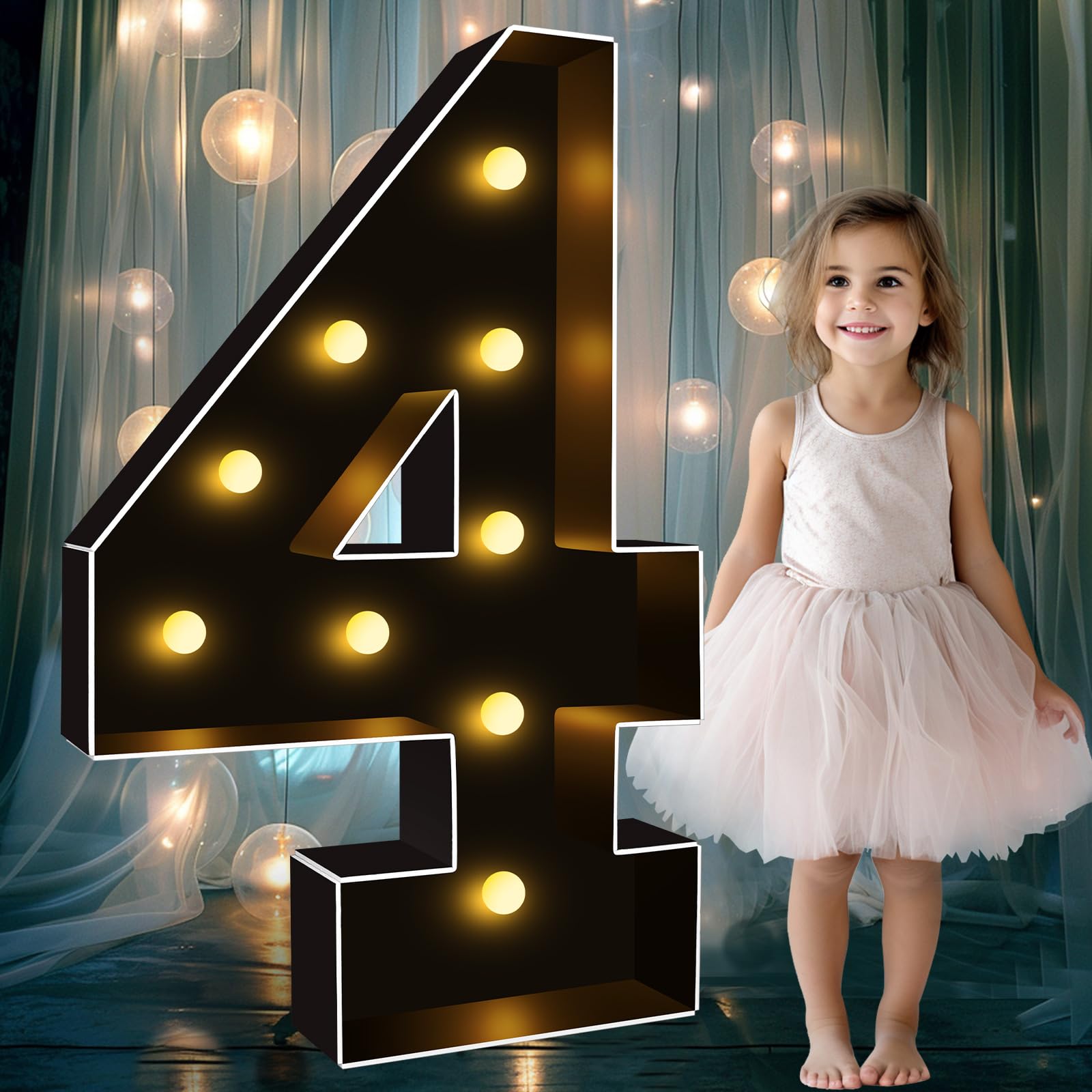 Amazon.com: Ledido 3FT Marquee Light Up Numbers Black Mosaic Numbers ...