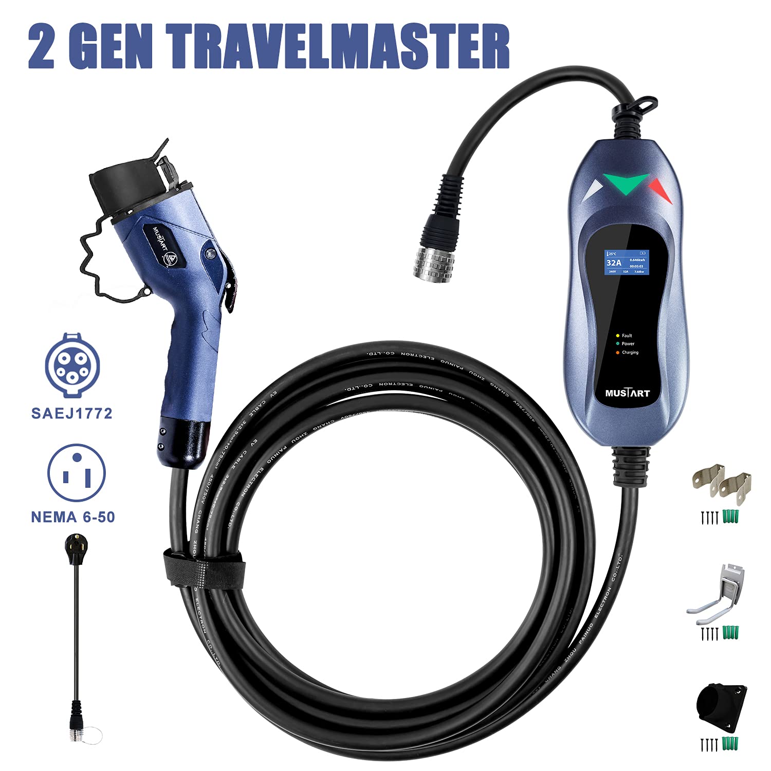 Mustart Travelmaster Level 2 Portable Ev Charger Intelligent Plug ...