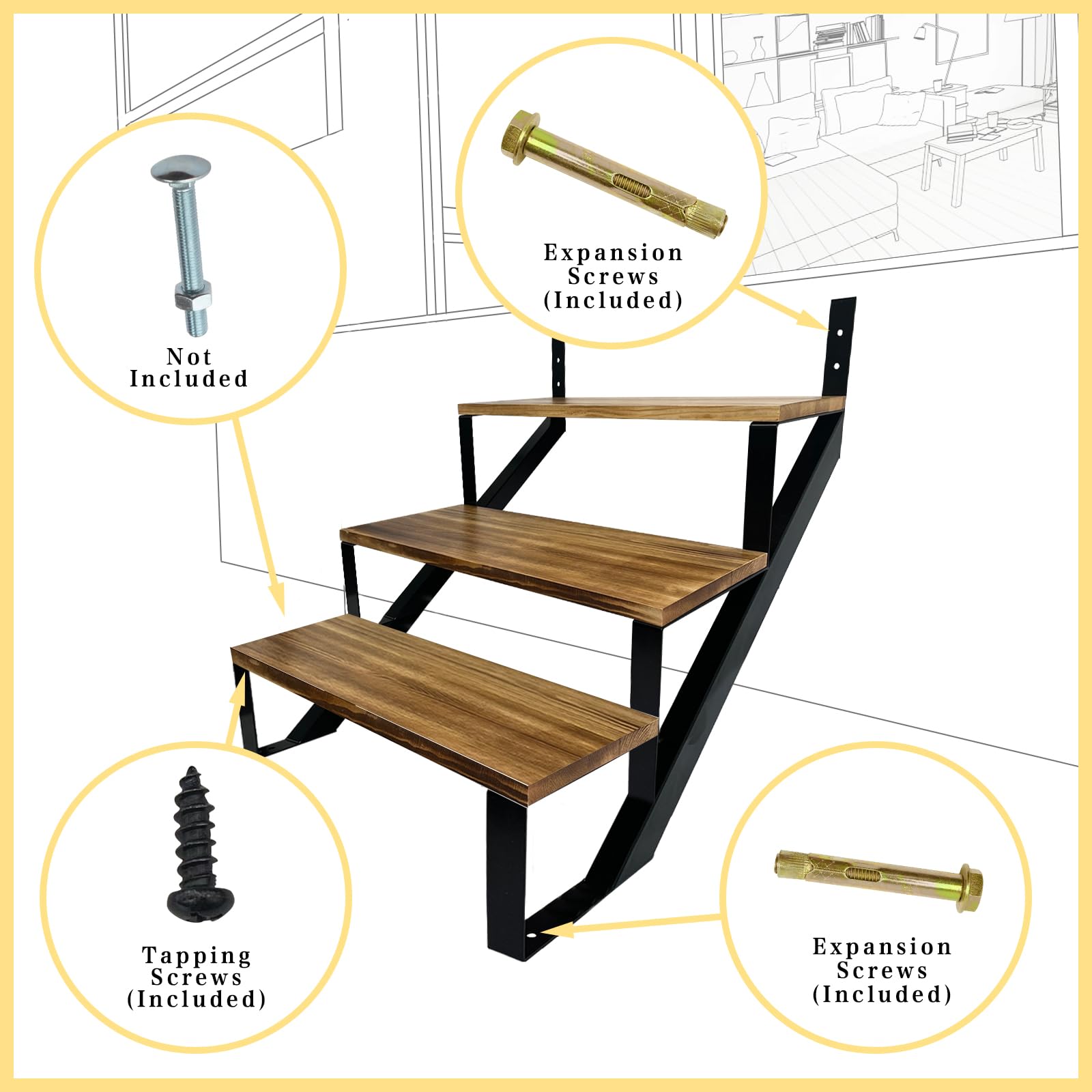 Snapklik.com : 2 Packs Metal Stair Step Stringers, 3 Step Steel Riser ...