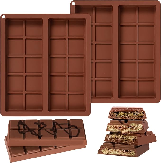 Amazon.com: 2 Pcs Silicone Chocolate Bar Mold, Large Dubai Chocolate ...