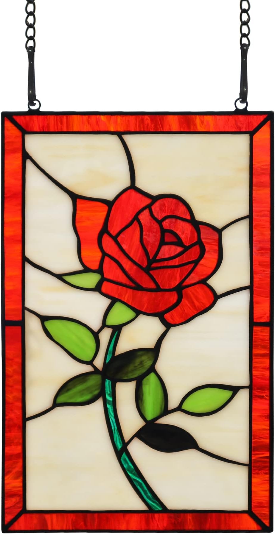 Amazon.com: Tiffany Style Rose Stained Glass Flower Suncatchers Window ...