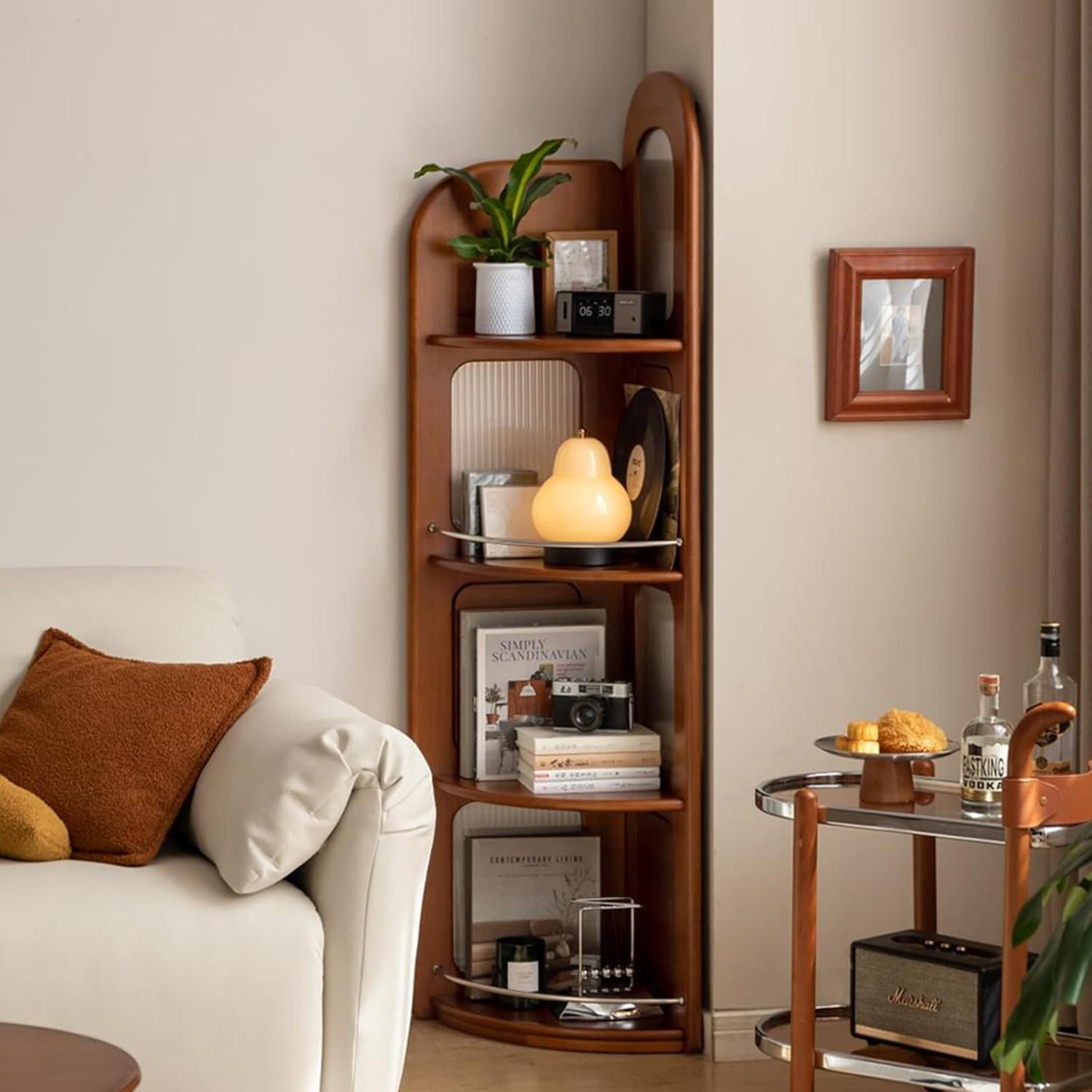 Amazon.com: Wayshome 4-Tier 100% Solid Wood Corner Bookshelf, 64” Tall ...
