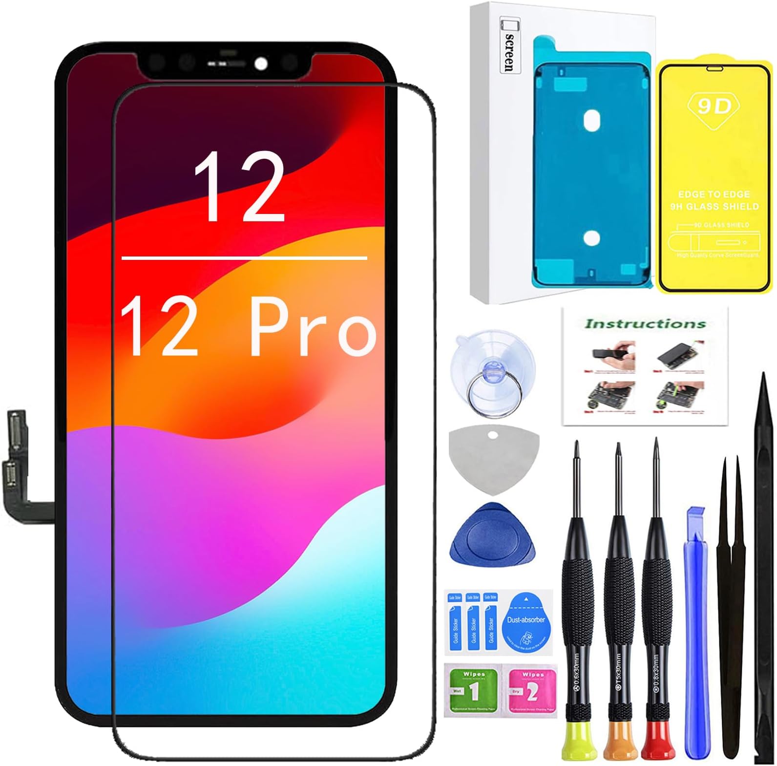 Amazon.com: Original iPhone 12 Screen Glass Replacement,Front Outer ...