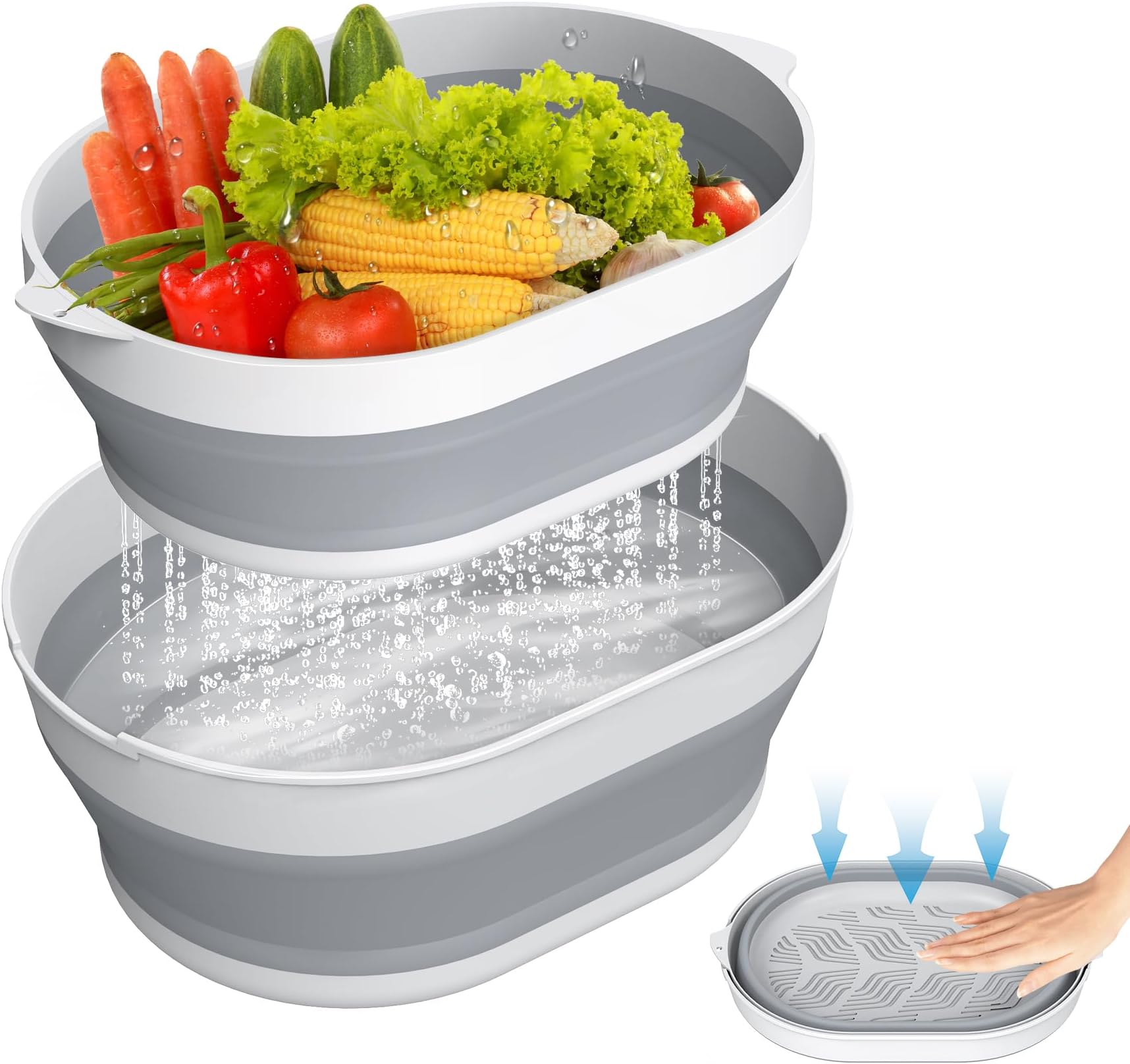 Amazon.com: 2 in 1 Collapsible Sink Basin - 5.3 QT Foldable Fruit ...