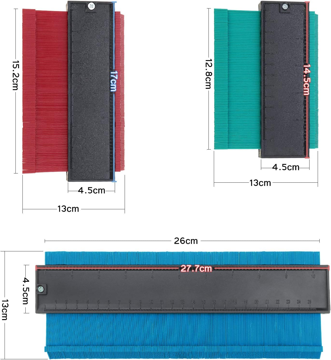 Pack of 3 Contour Gauge, Contour Meter, Irregular Contour Duplicator ...
