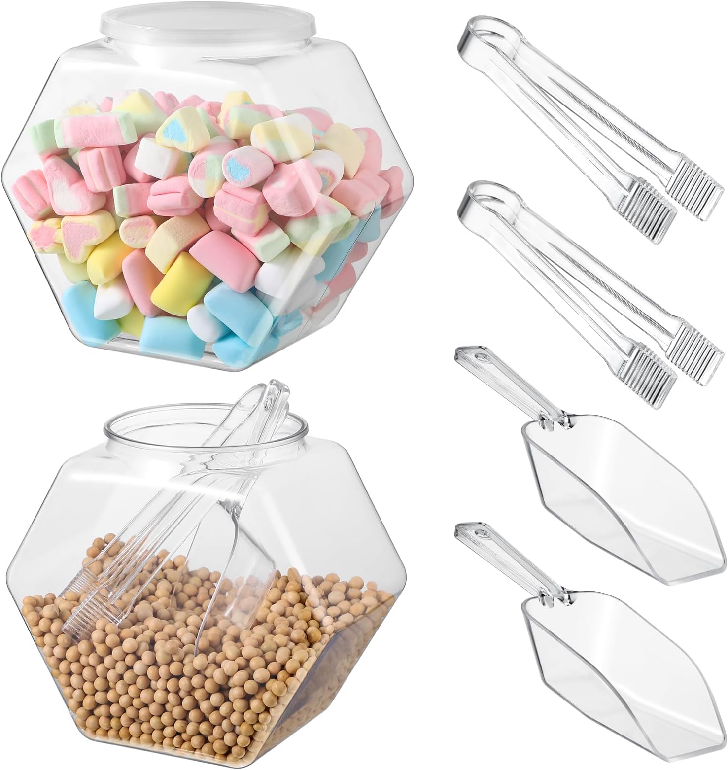 Amazon.com: 6 Pcs Hexagon Plastic Candy Jar with 6 Candy Scoops 73 oz ...