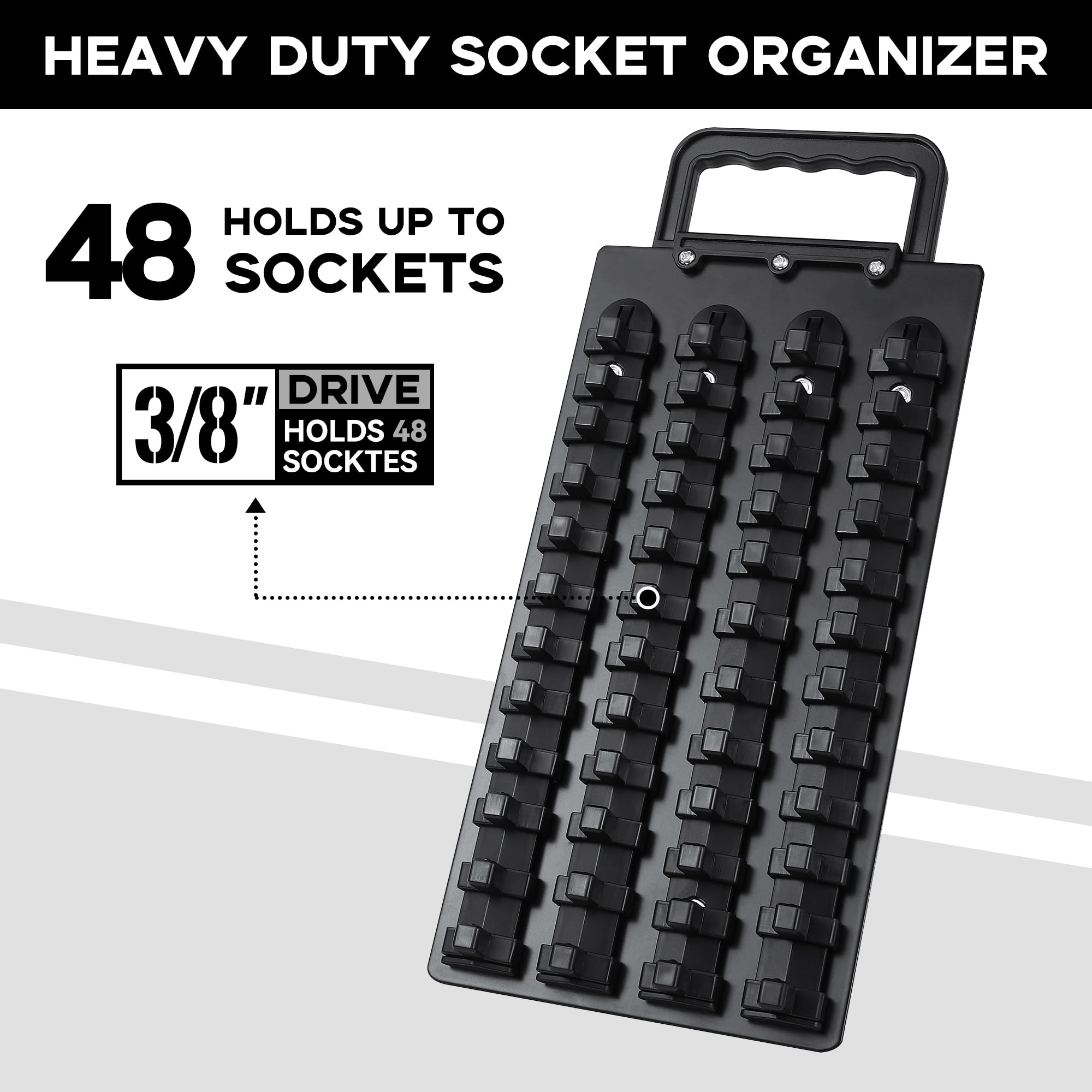 Snapklik.com : Reniteco 48-Piece Portable Socket Organizer Steel Tray
