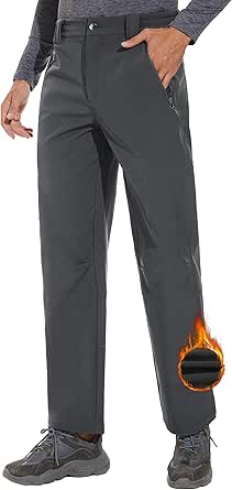Amazon.com: PULI Mens Snow Pants Fleece Lined Work Waterproof Hiking ...