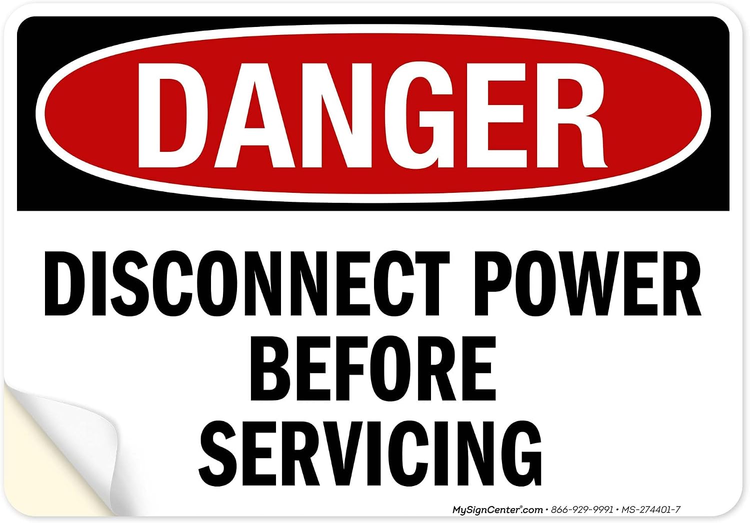 Amazon.com : Danger Disconnect Power Before Servicing OSHA Sign, 10x7 ...