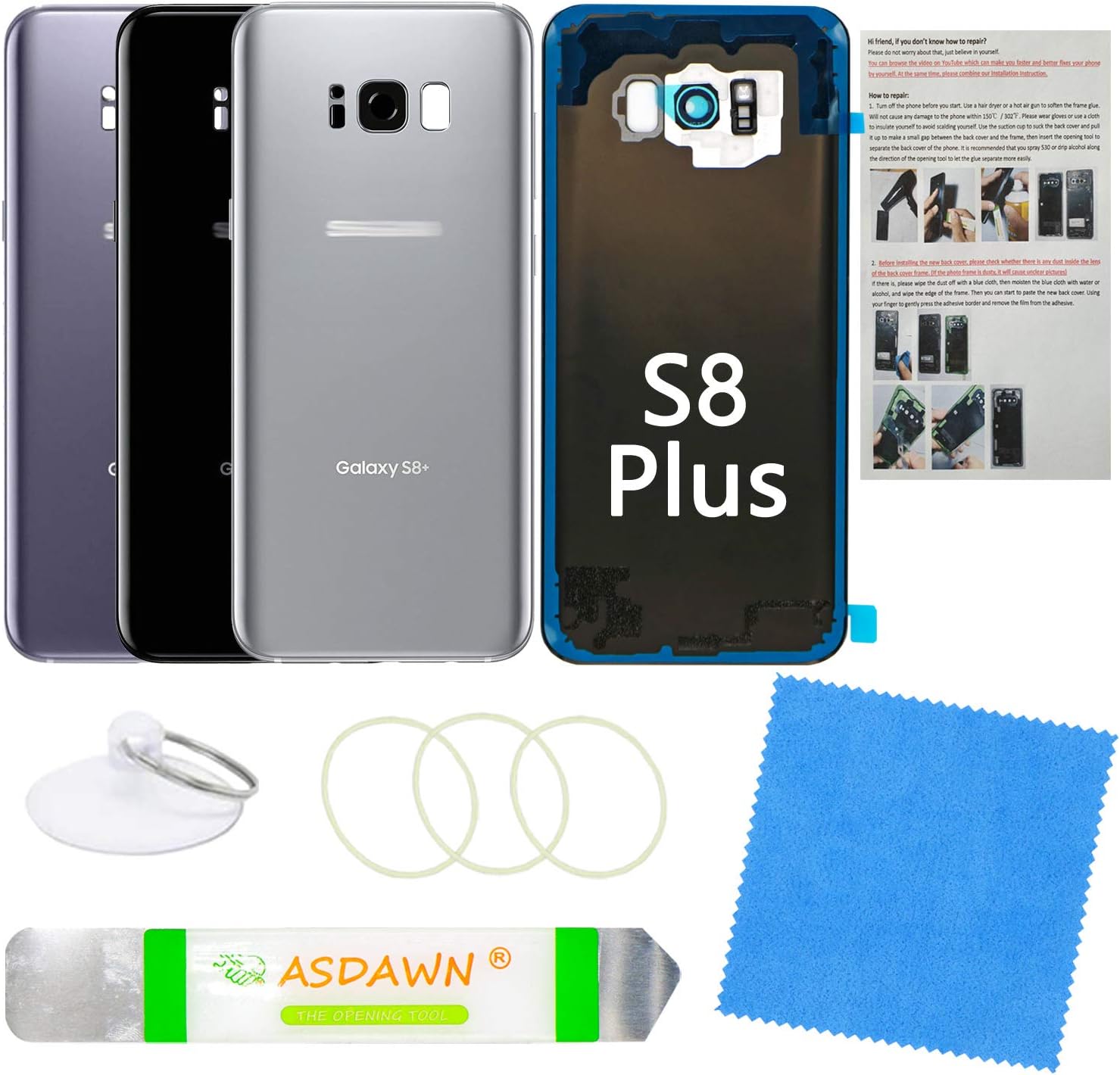 Amazon.com: ubrokeifixit Galaxy S8 G950 Rear Back Glass Door Cover ...